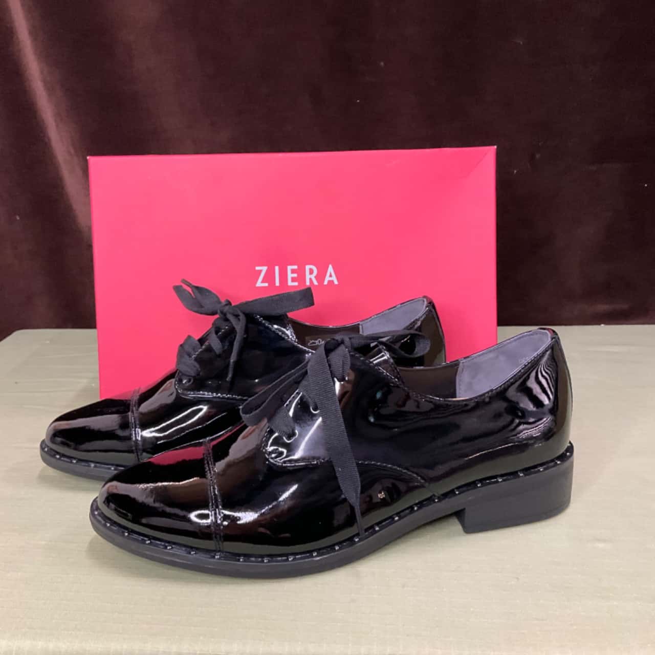 BNIB Ziera Saville Shoes Black Patent Leather Size 40