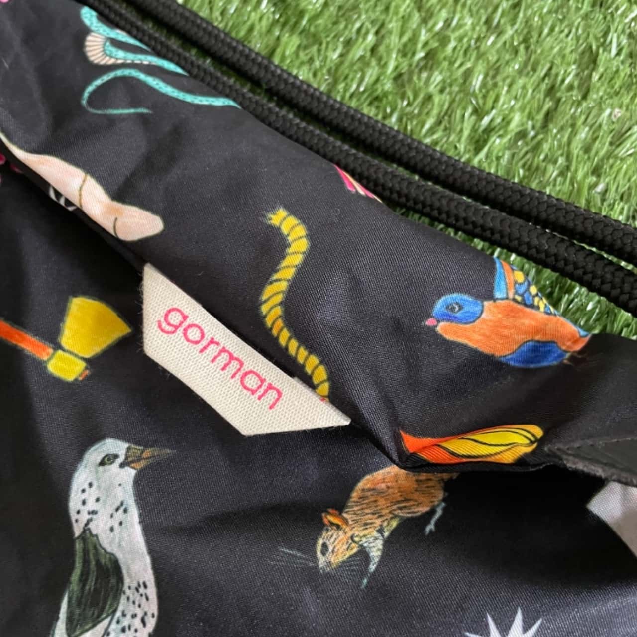 Gorman Black Patterned Drawstring Bag (s)