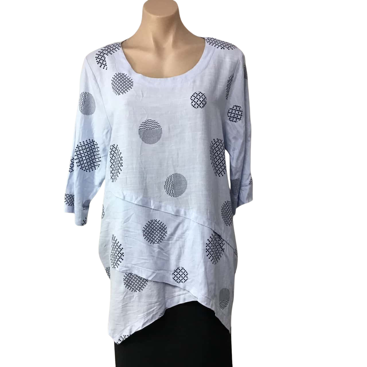 Ruby Rain Womens Size 14 Pale Blue / Navy Blue / Pattern Linen Blend 3/ ...