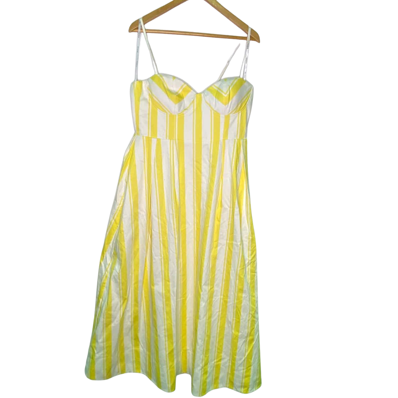 Sheike Womens Size 14 Shoestring Strap Dress Striped / White / Yellow