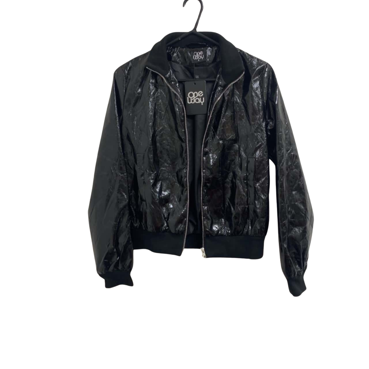 Womens Size 8 Black one way brand shirt rain like jacket(s)