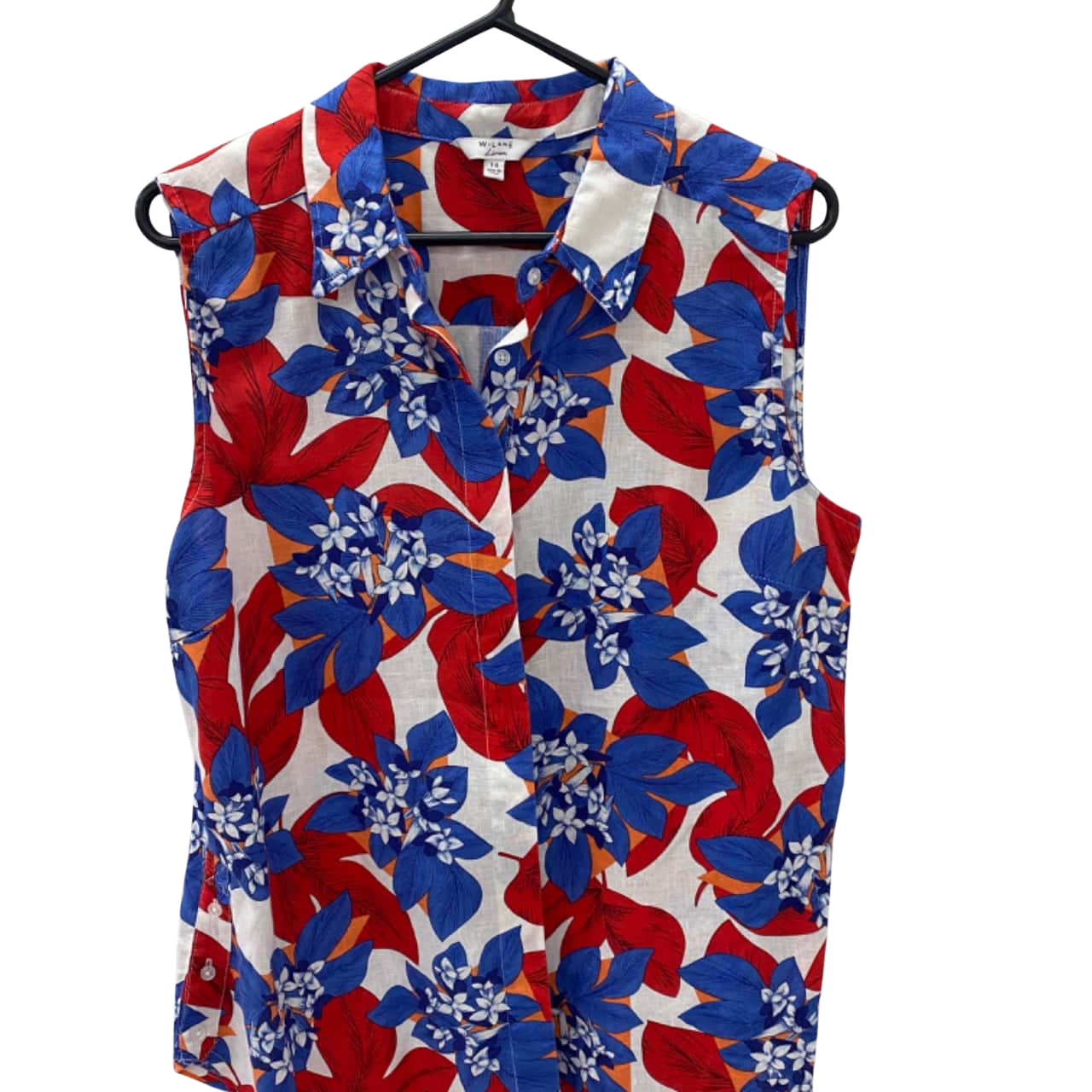 W. Lane Womens Size 14 Short Sleeve Blue / Floral / Red / White (s)