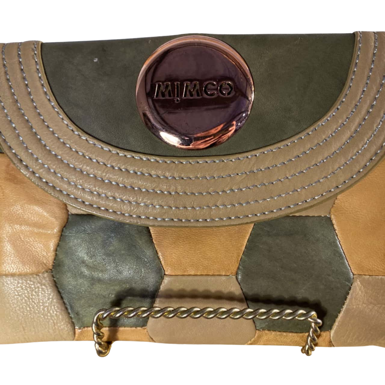 Mimco Womens Leather Purse Beige / Grey / Pattern (s)