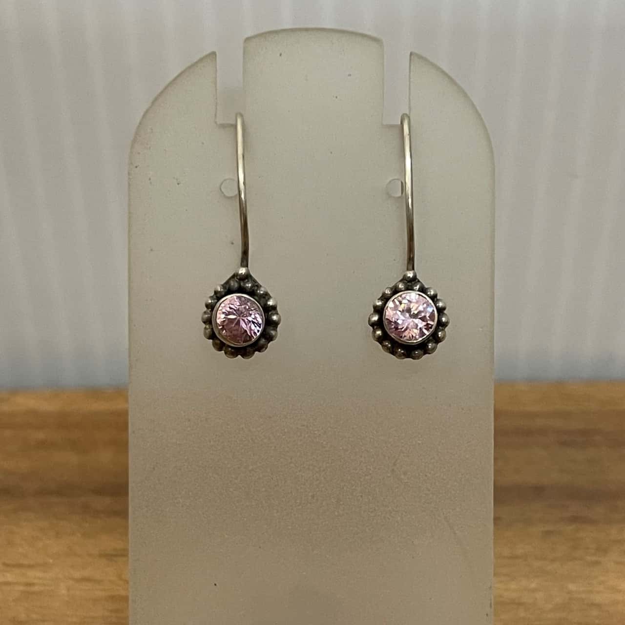 Sterling Silver 925 & Pink Stone Earrings