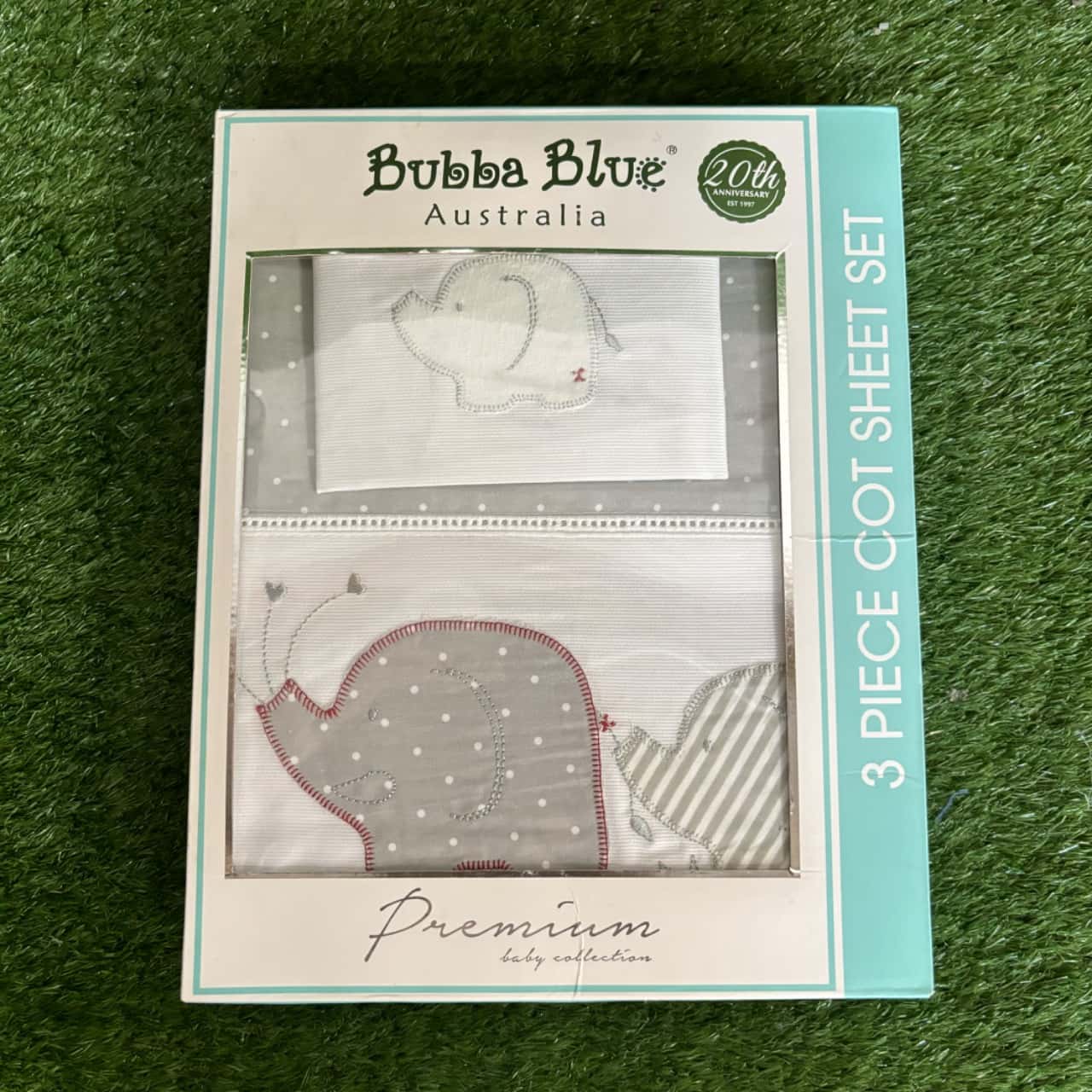 Bubba Blue Elephant 3 Piece Cot Sheet Set (New)