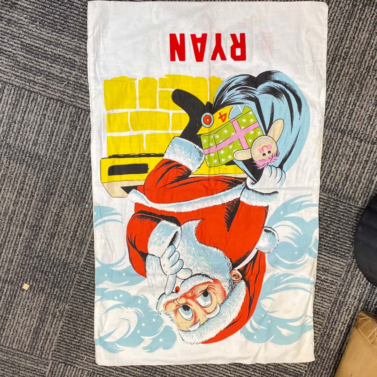 Vintage Mid 1970s Christmas Stocking Pillowcase Personalised For RYAN ...