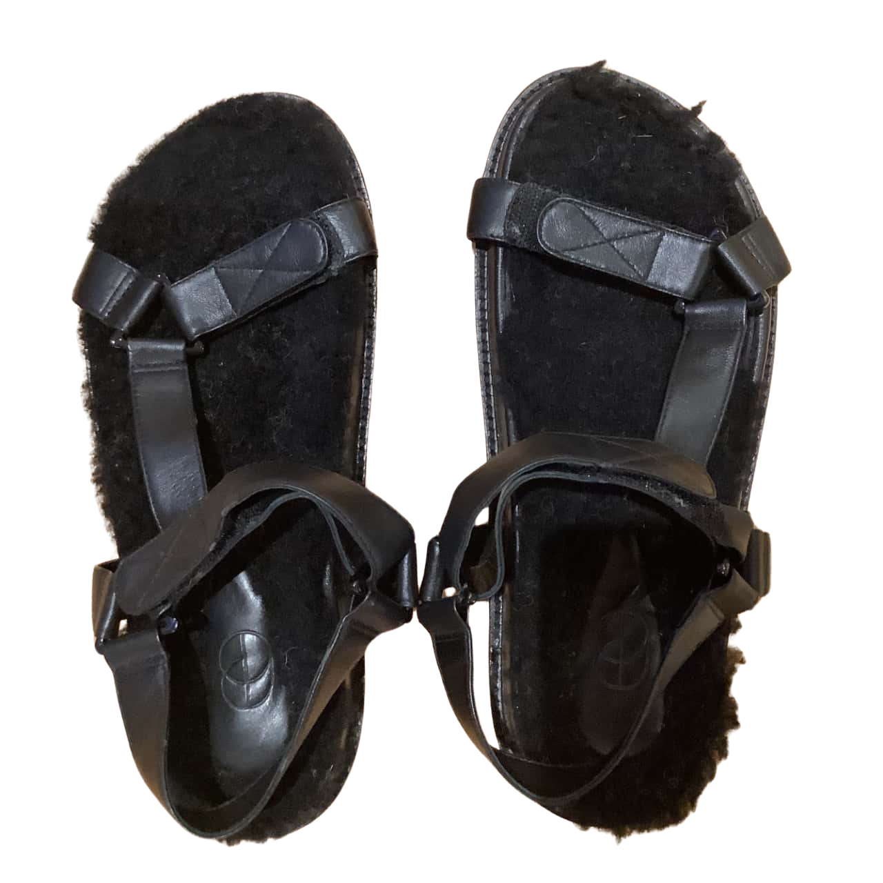 Porte & Paire Shearling- Lined Leather Sandals. Size 37 (s)