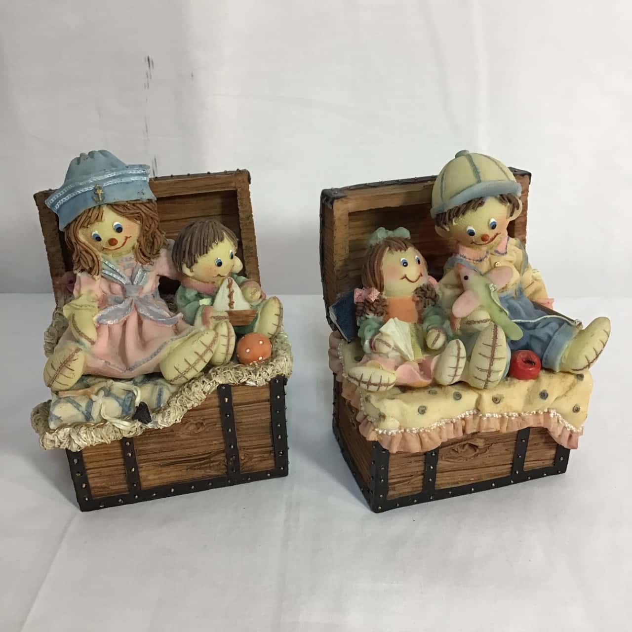 2 x Regency fine arts collectable rag dolls out of the chest Figurine ...