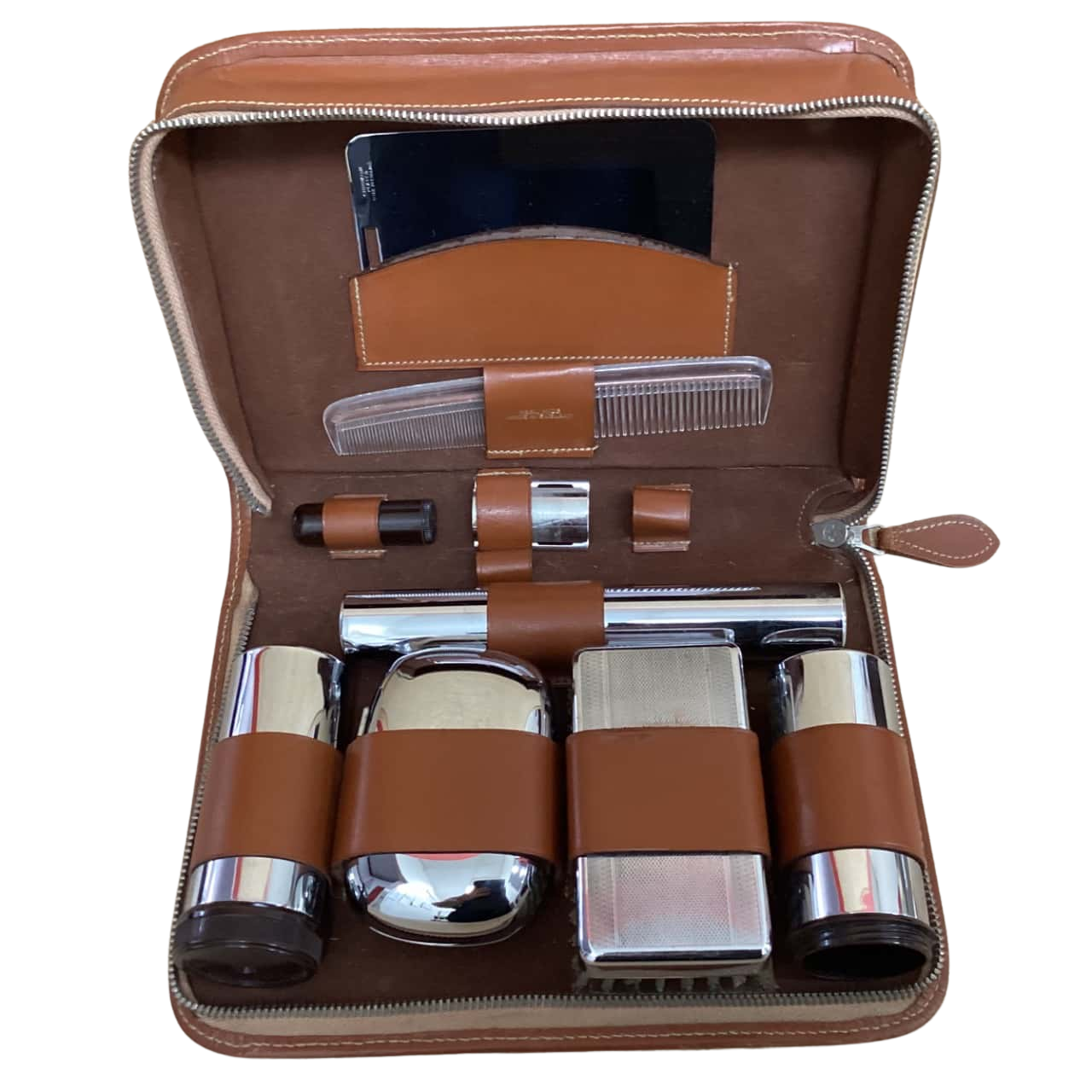 Vintage Leather Travel Grooming Case