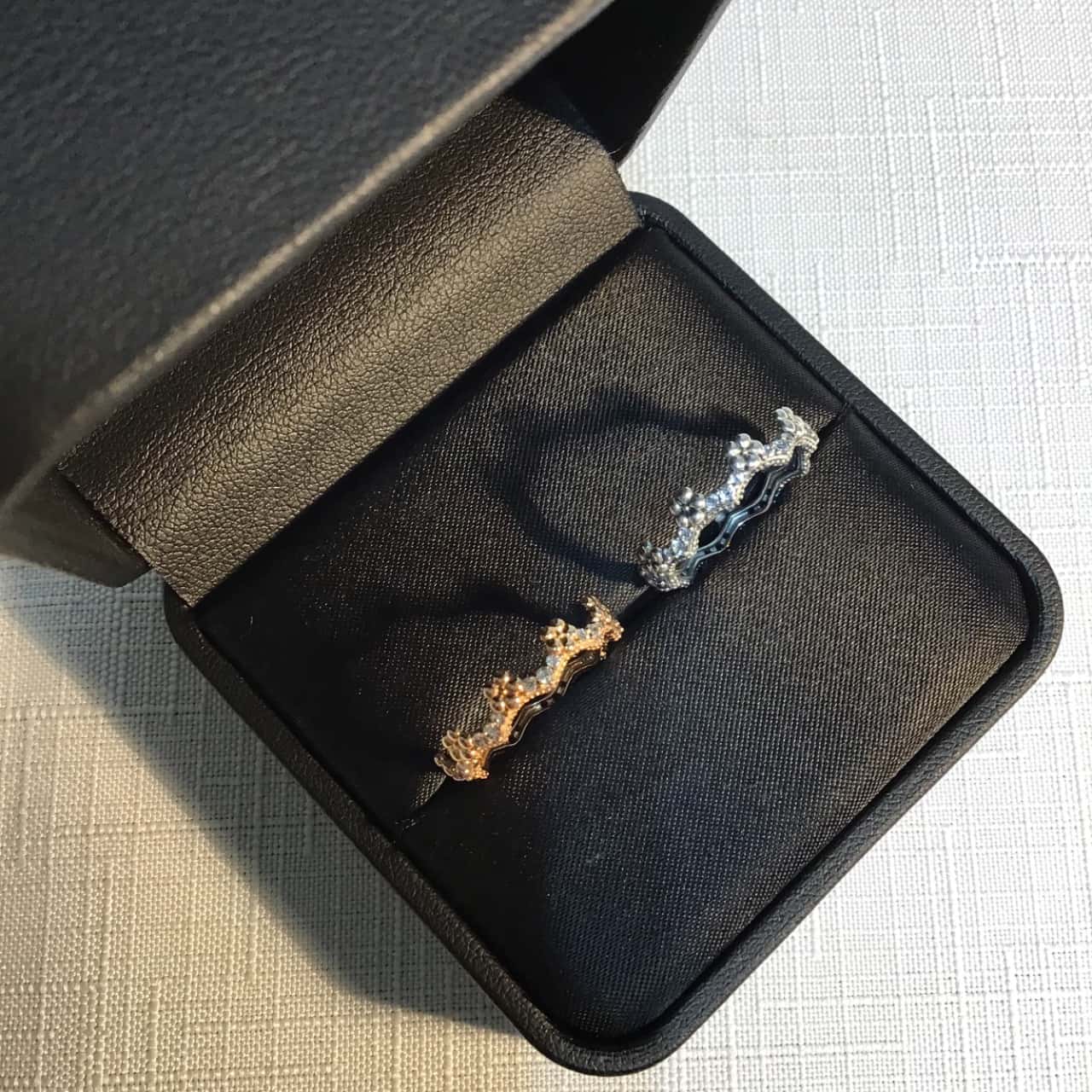 Pandora Womens S/Silver and Rose gold plated Ring set (s)