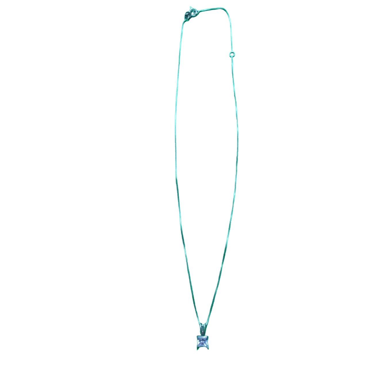 925 Silver 40cm Necklace With Diamanté Pendant(s)