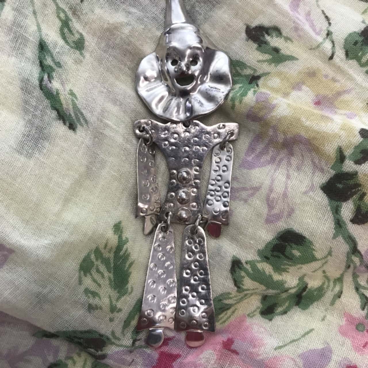Vintage Mexican 80s Silver Clown Brooch (s)