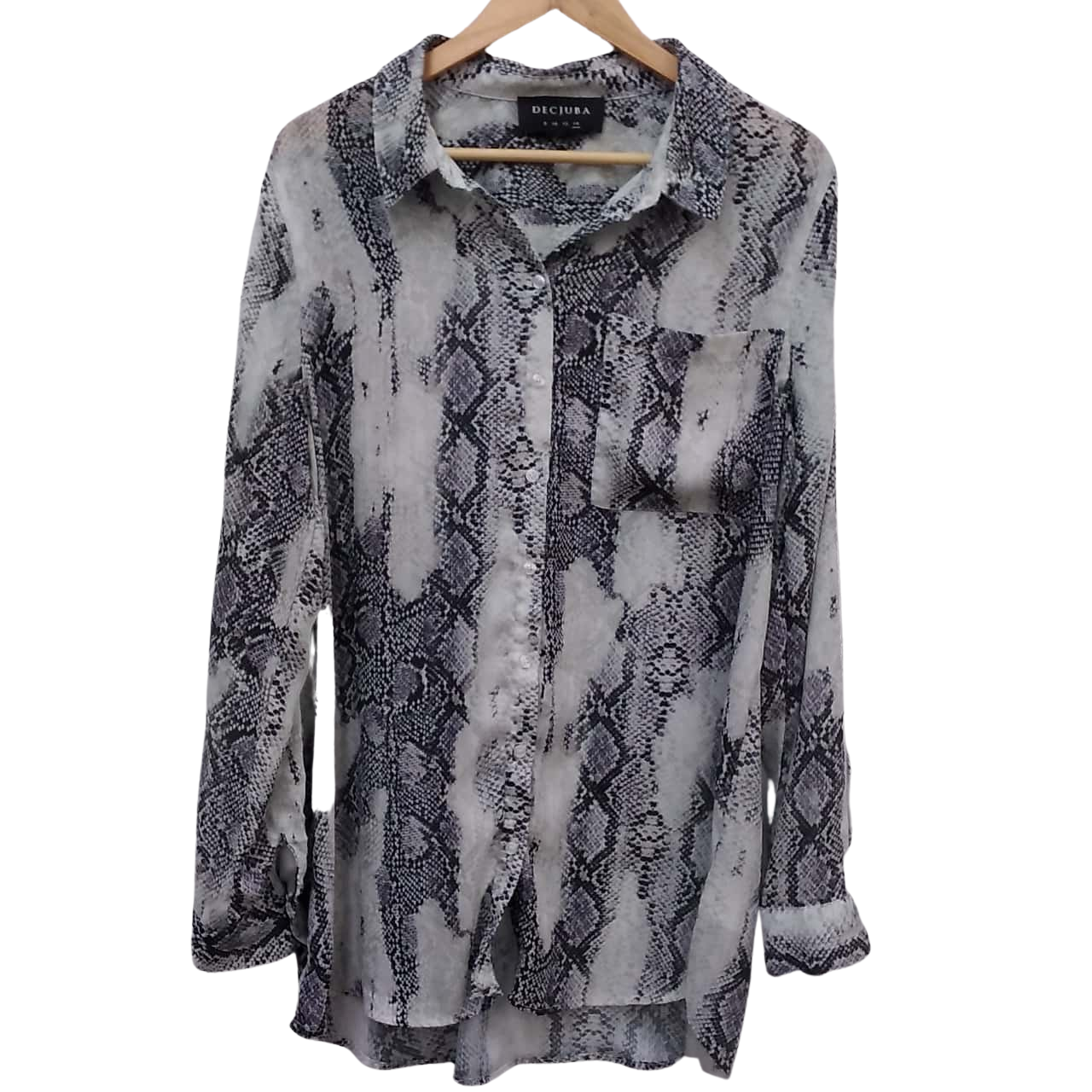 DECJUBA Womens 14 Grey Multi Snake Print LS Shirt (10, 662)(s)