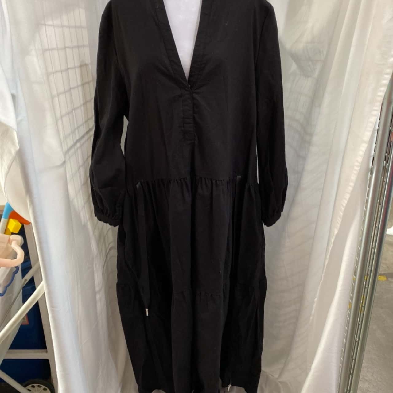 Alexandra Womens Size XL Long Sleeve / Midi Dress Black