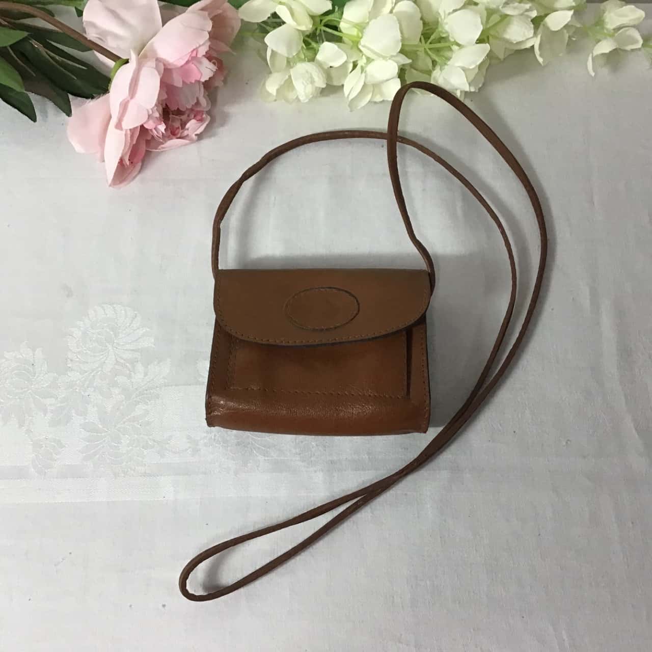 Annapelle Womens Tan Brown Small Genuine Buffalo Hide Leather Cross ...