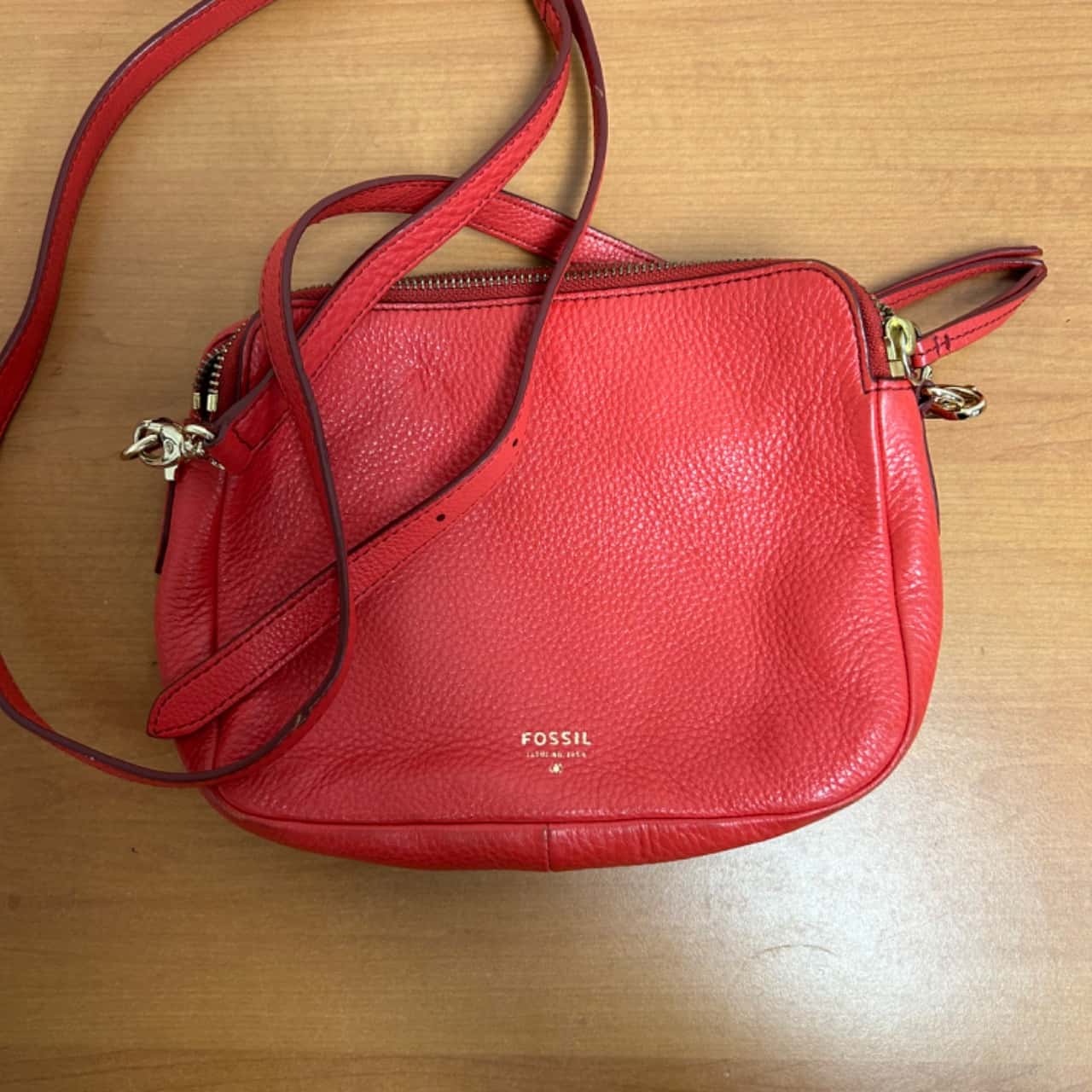 Fossil Womens red leather crossbody bag
