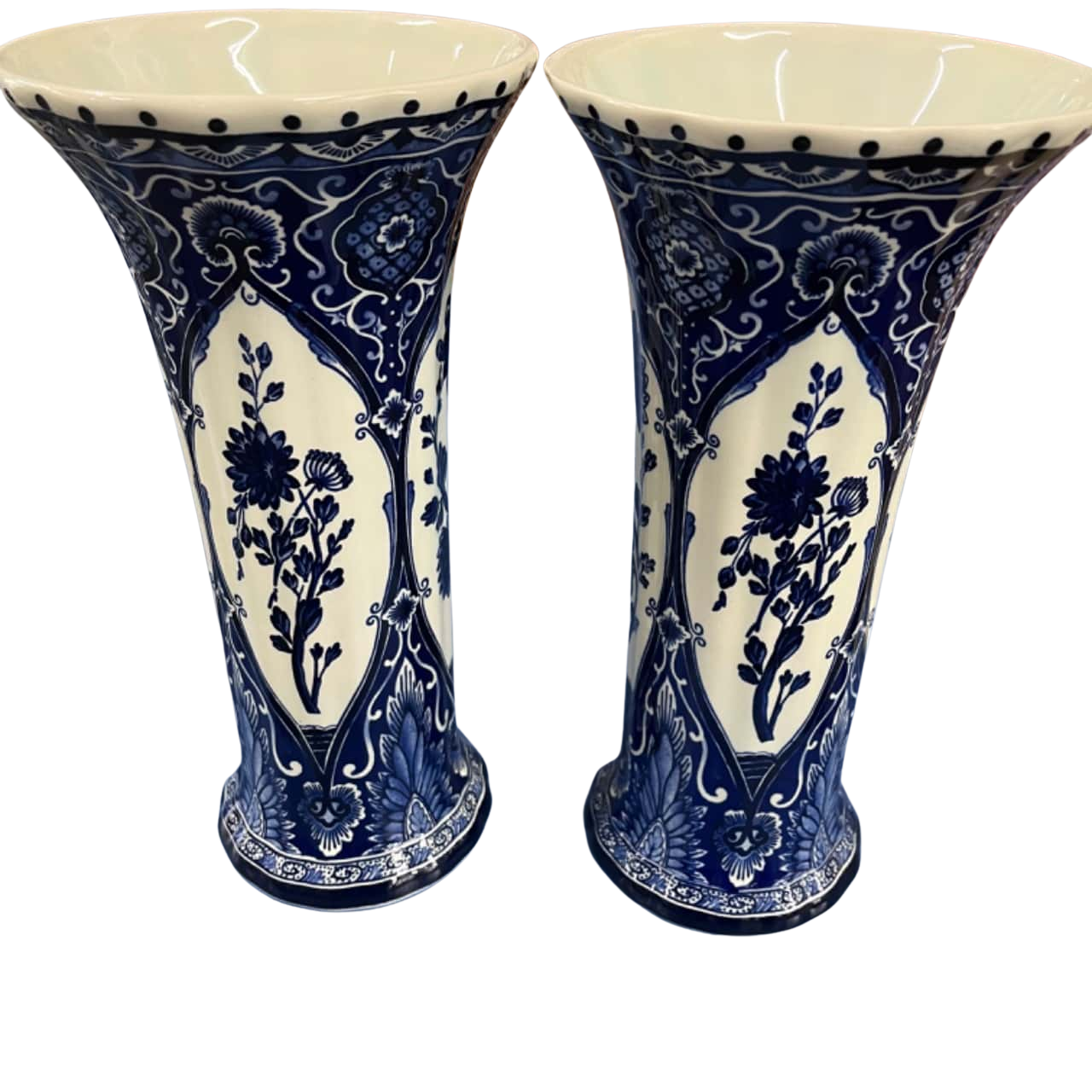 Pair Delfts Vases 1970s Marked Boch(s)