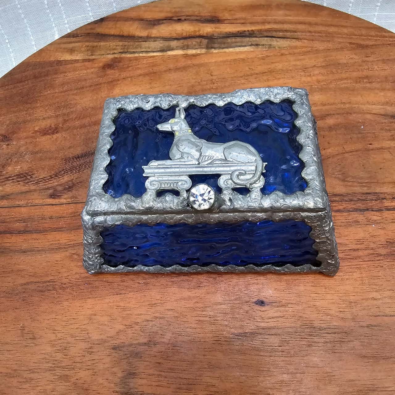 Art Deco Cobalt Blue Glass Trinket Box(s)