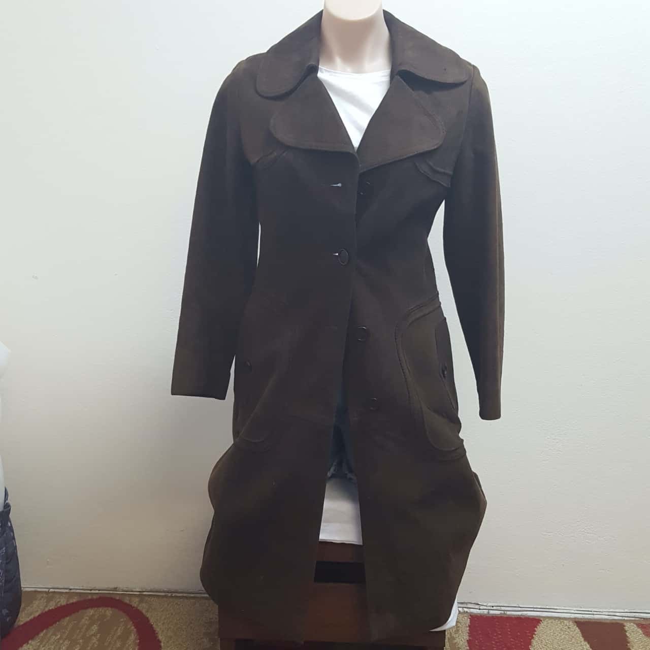 Vintage Suede & leather craft limited Brown button up coat Women's size ...