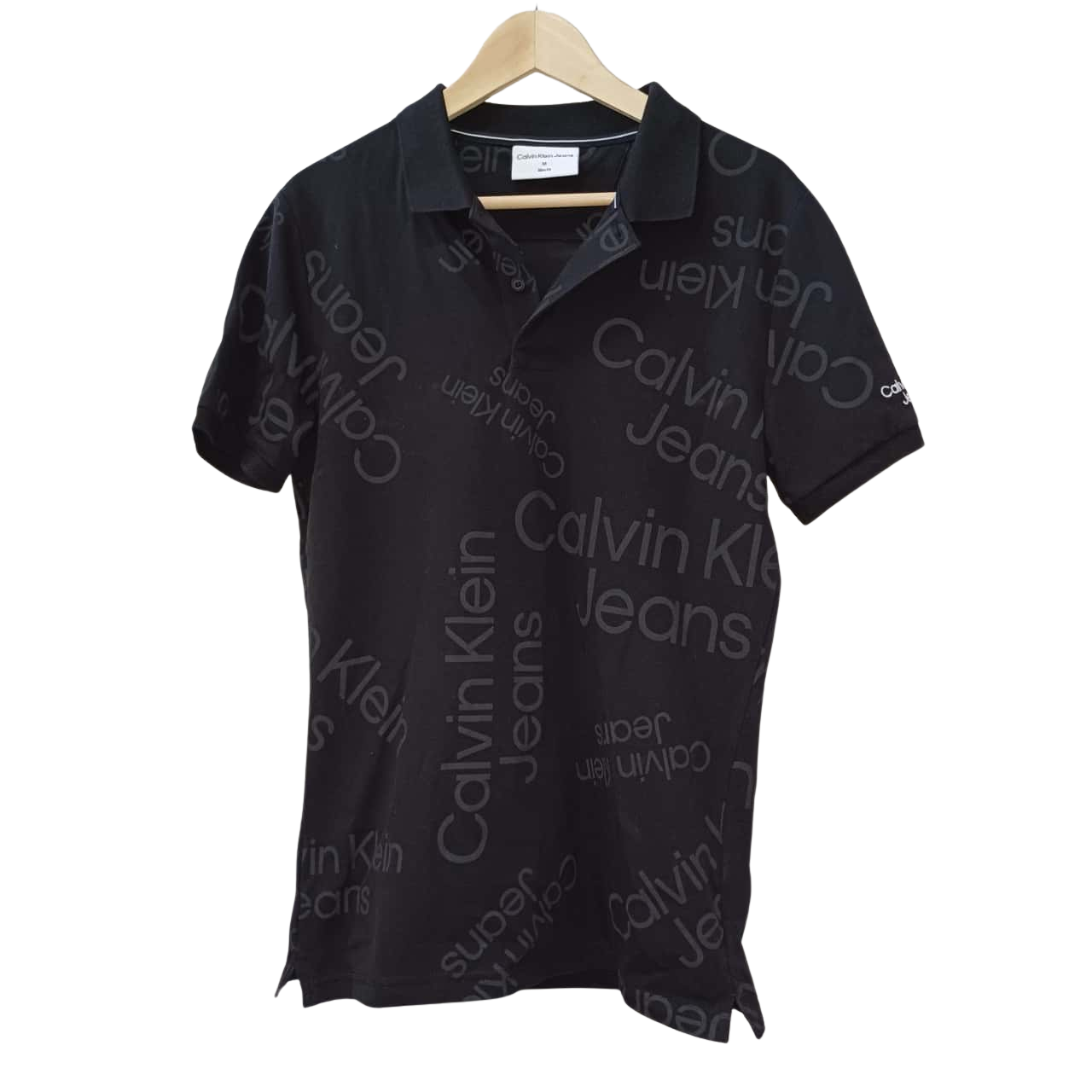 Calvin Klein Jeans Men's size Medium POLO Grey Monogram Black Cotton(s)