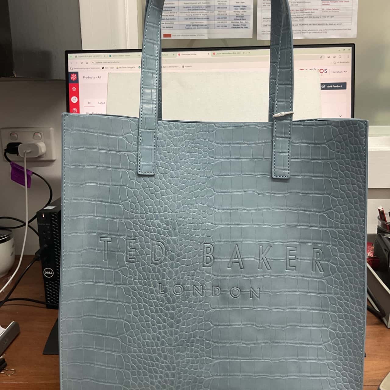 Ted Baker Croccon Croc Detail Large Tote Bag Blue(s)