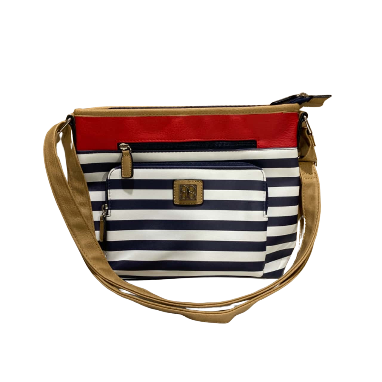 Cabrelli Womens Handbag Brown / Navy Blue / Red / White