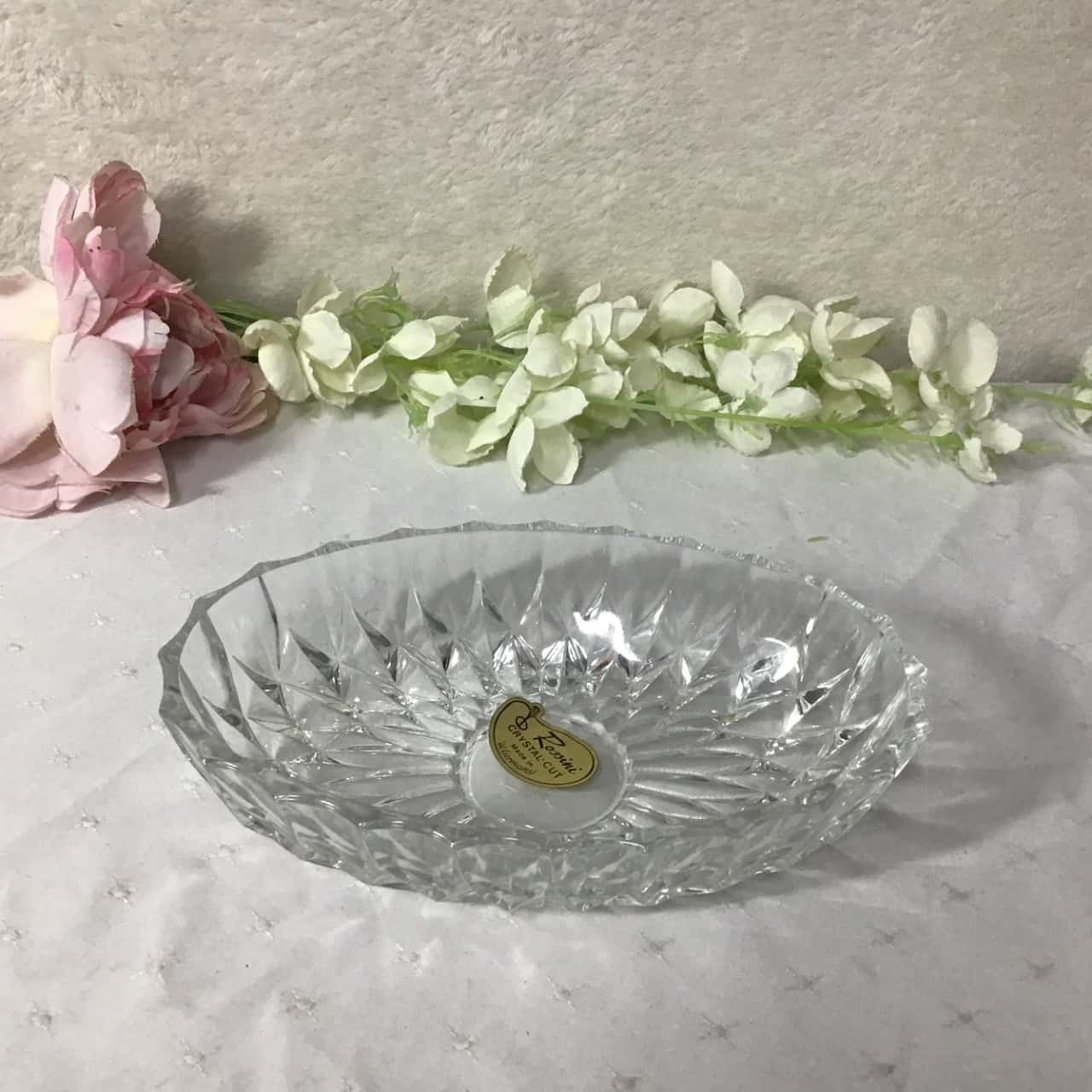 Vintage Decorative Rossini Crystal Cut Glass Oval Dish (boxed)