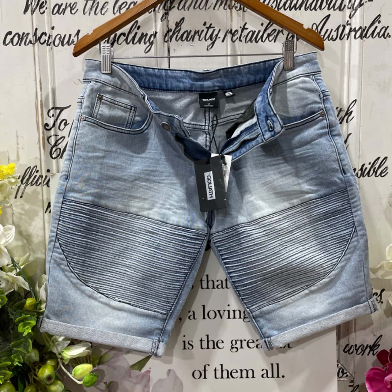 BNWT!! RRP $79.95!! St Goliath Brand!! Unisex Size 34 Denim Shorts Blue (s)