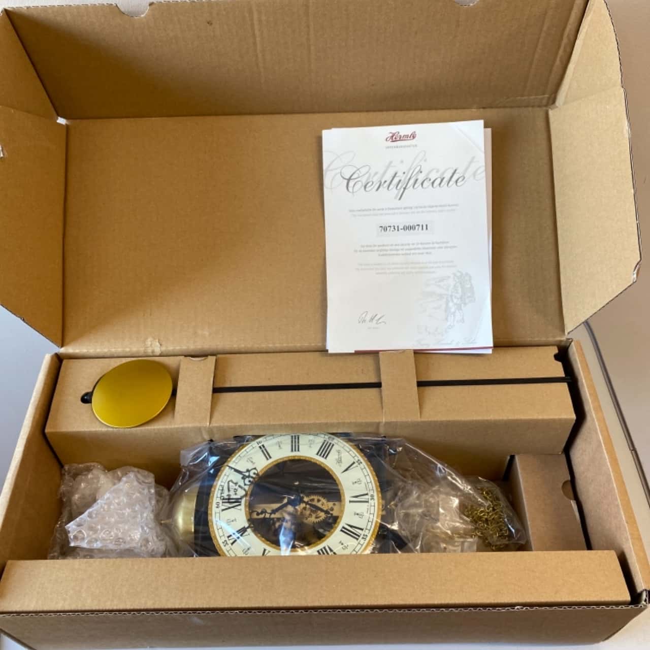 Hermle 62cm Black Mechanical Skeleton Wall Clock - New In Box(s)