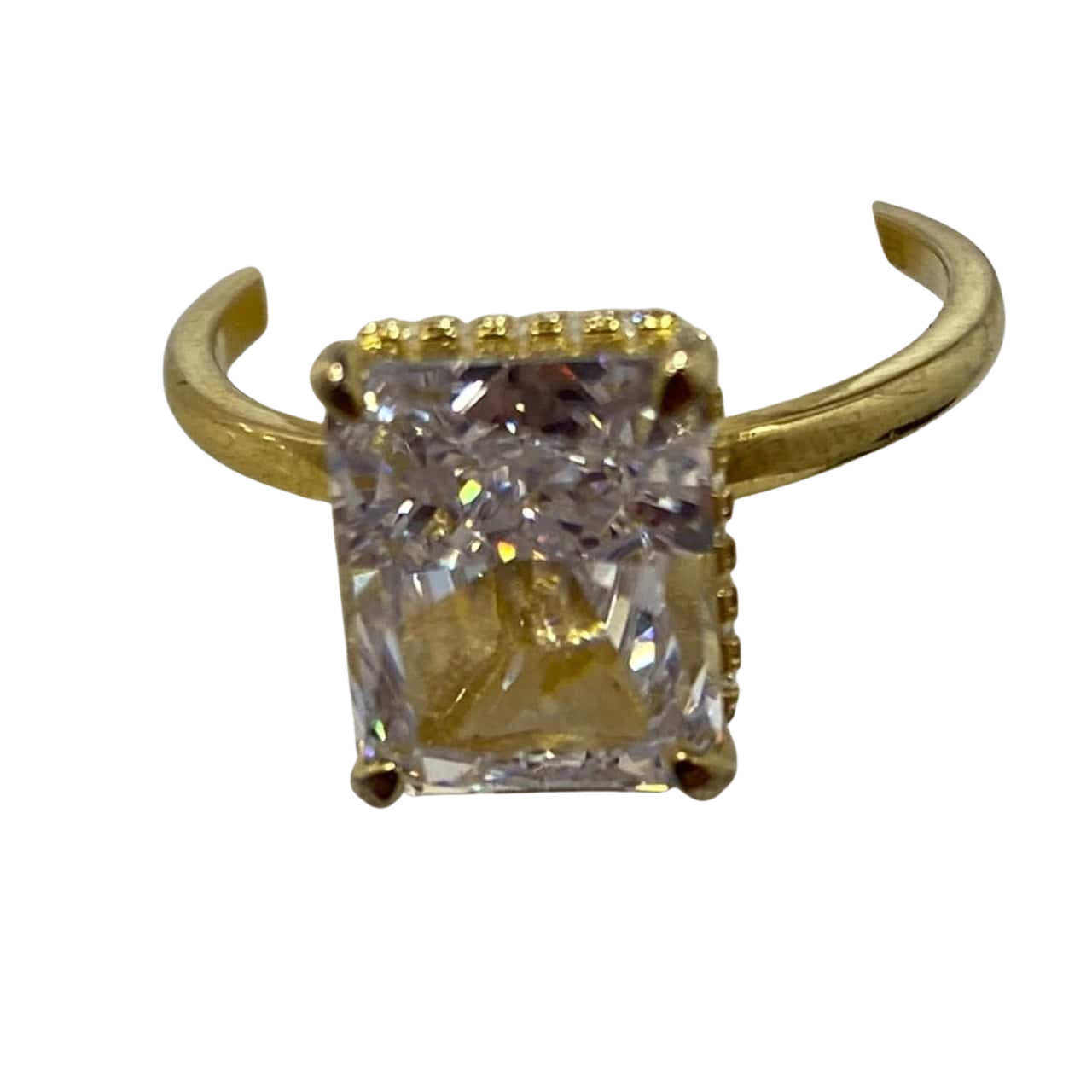 Very Sparkly Stone Set in Silver .925-Gold Plated Ring (s)