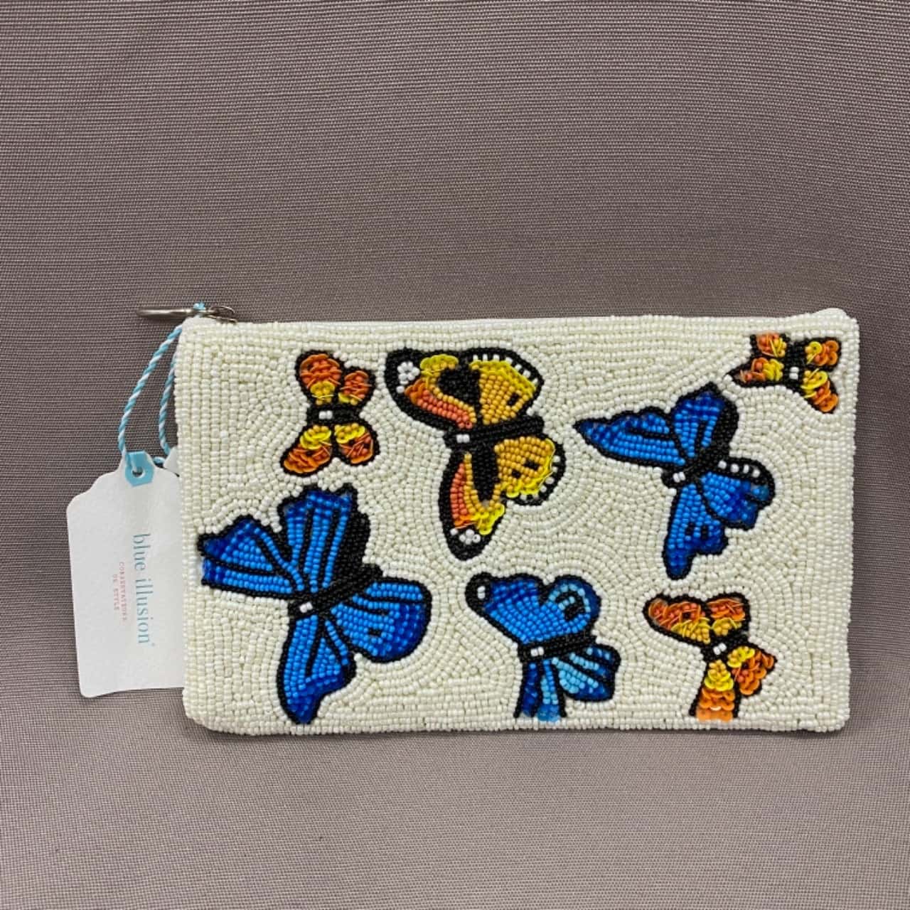 Blue Illusion Womens Butterfly Beaded Purse New(s)