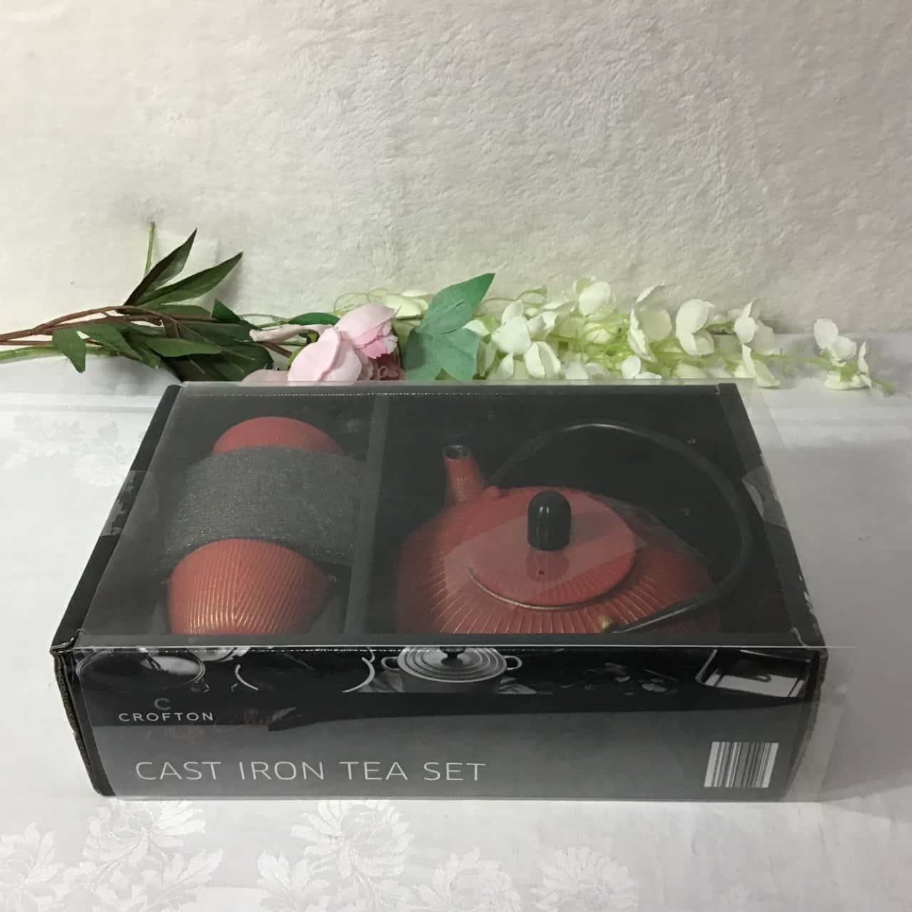 Crofton Chef's Collection Red / Gold Cast Iron Tea Set (new in box)