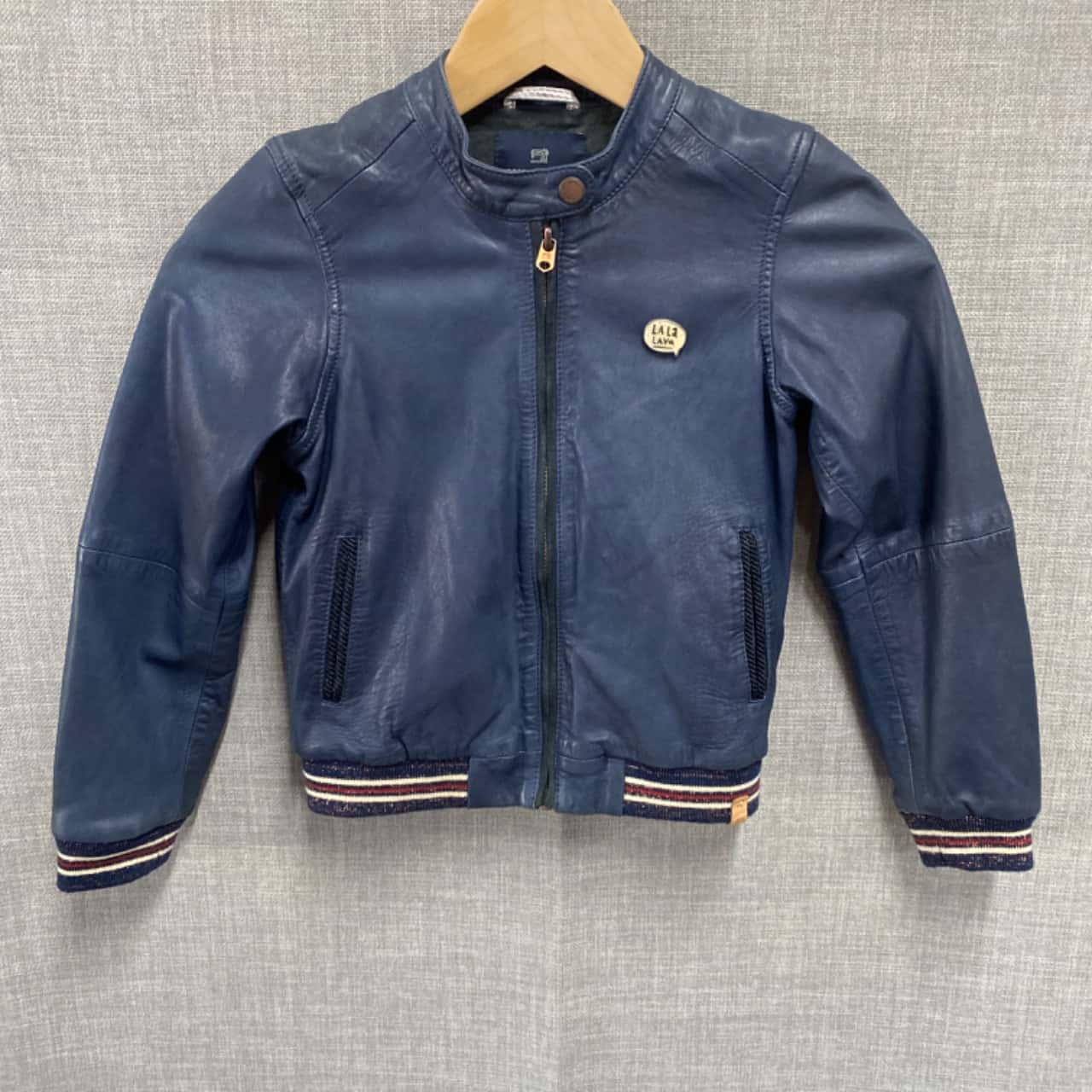 Scotch & Soda Kids Size S Navy Blue Leather Jacket