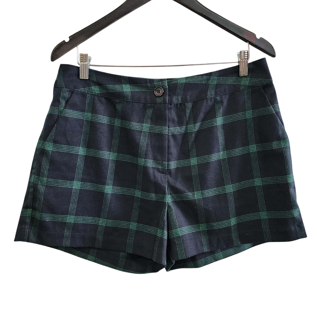 Princess Highway Womens Size 14 Shorts Checked / Green / Navy Blue (s)