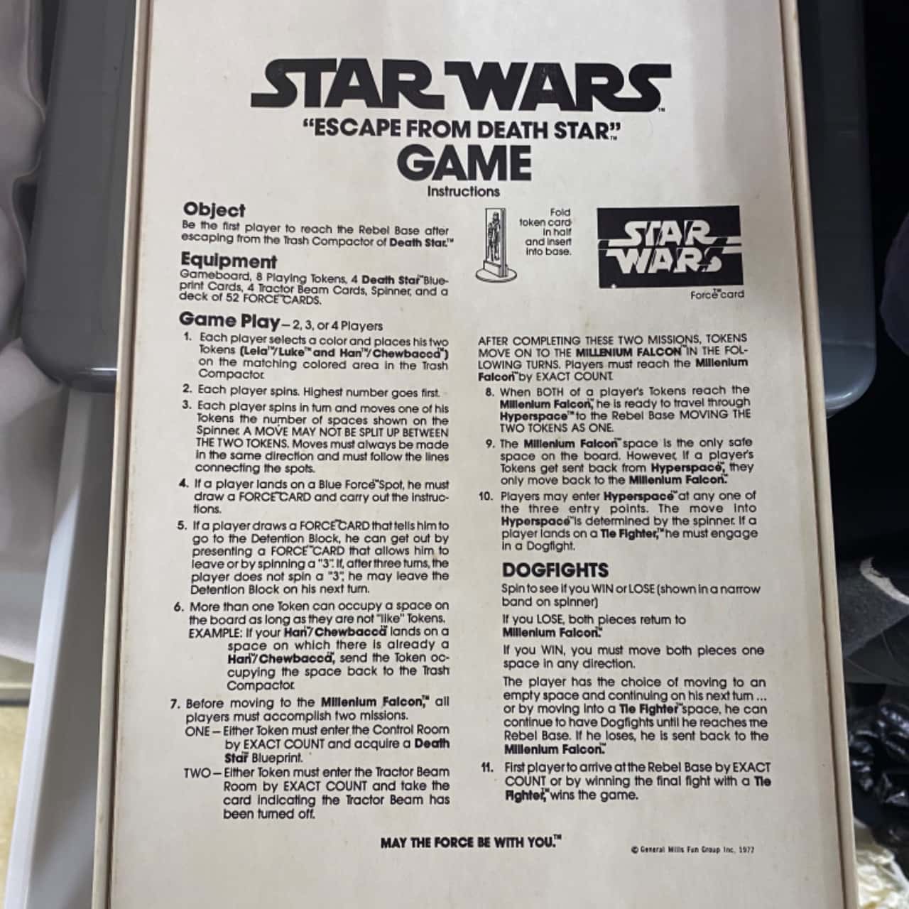 1977 Star Wars Escape The Death Star Game Complete