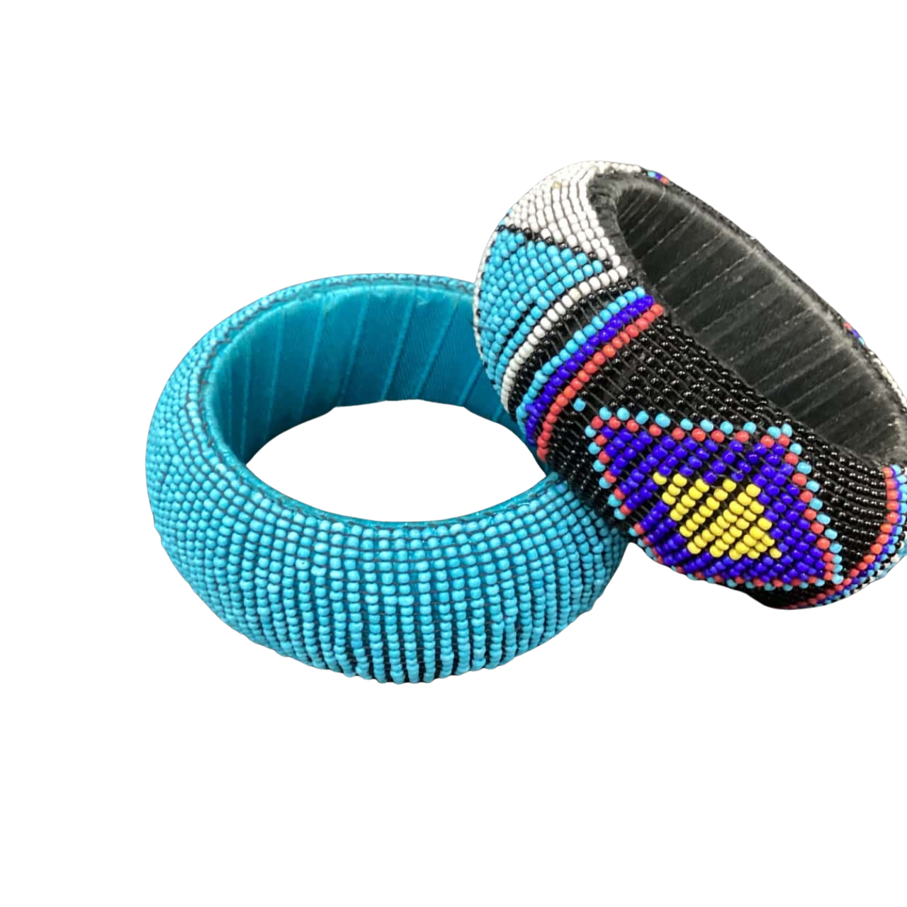 2 Beaded Boho Bangles Blue
