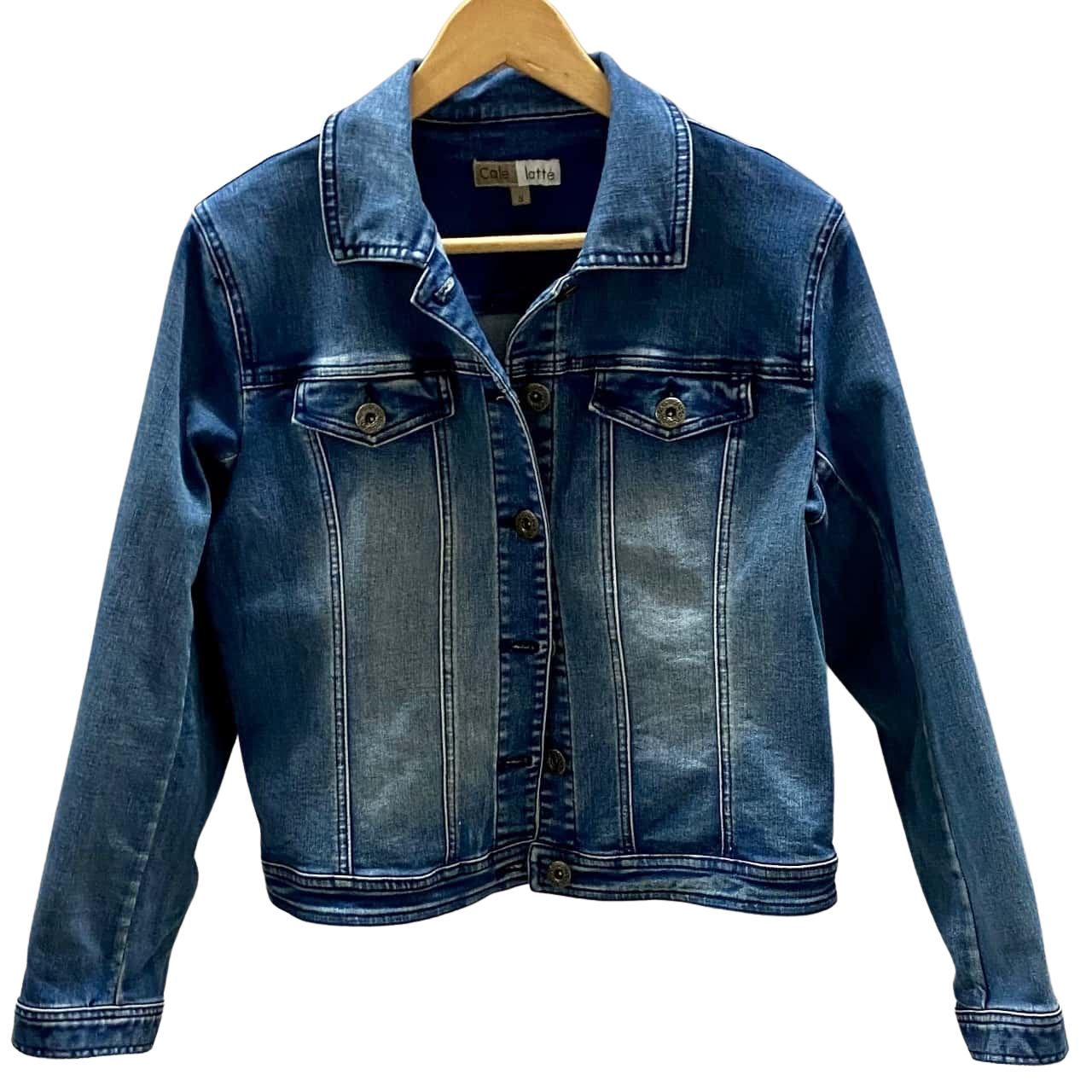 Cafe Latte Womens Size S Denim Jacket Blue (s)