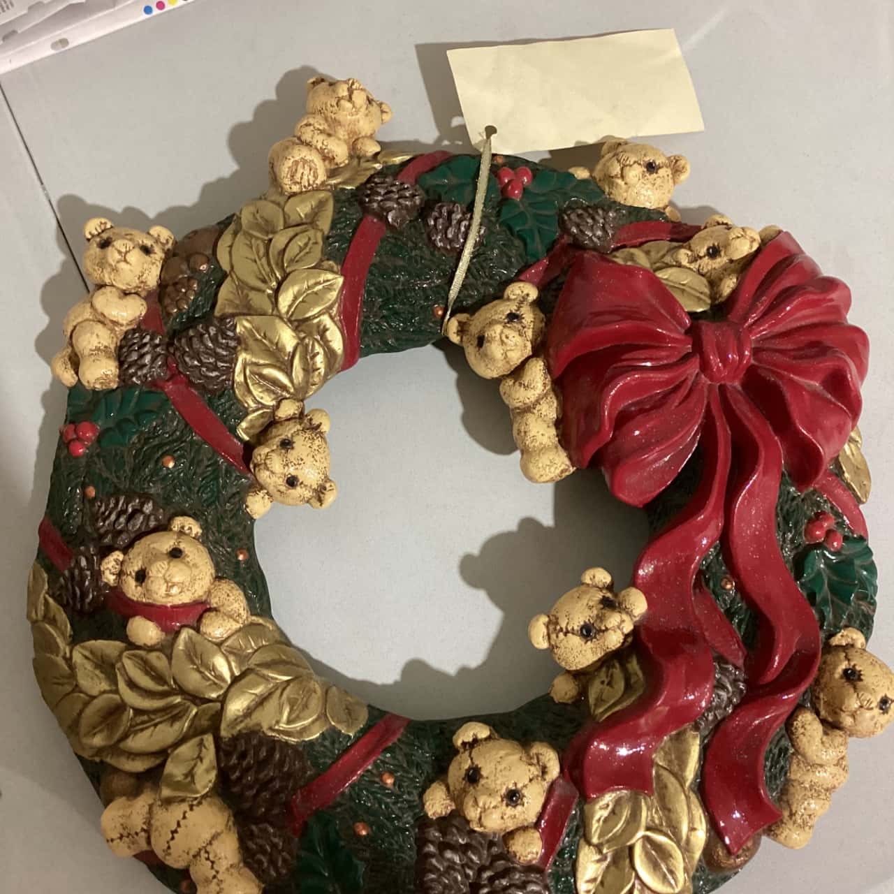Ceramic Teddy Bear Wreath