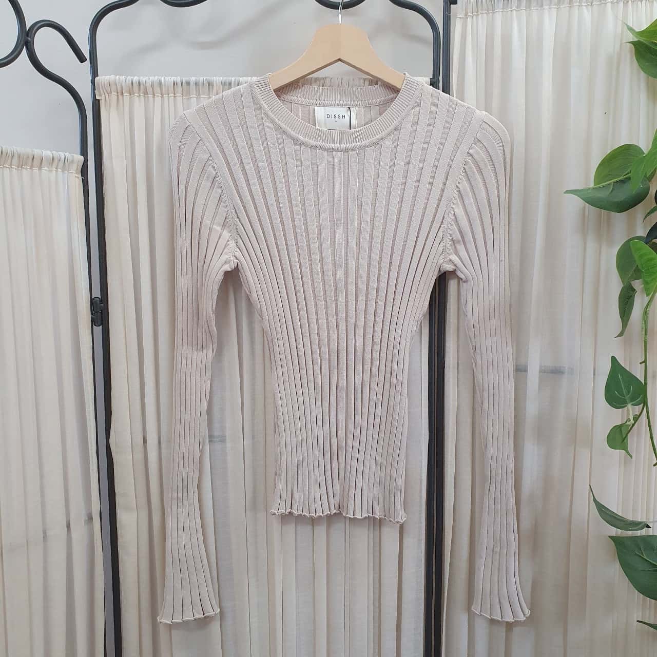 Dissh Women's Size S Ada Stone Long Sleeve Knit Top - New With Tags(s)