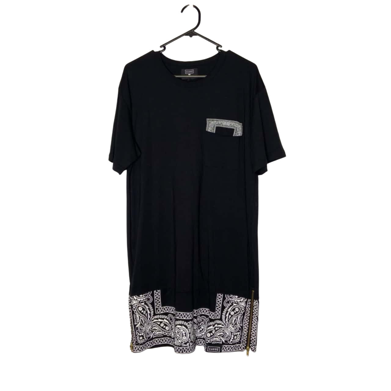 Culture Kings Mens Size L Short Sleeve Longline Paisley Tee Black ...