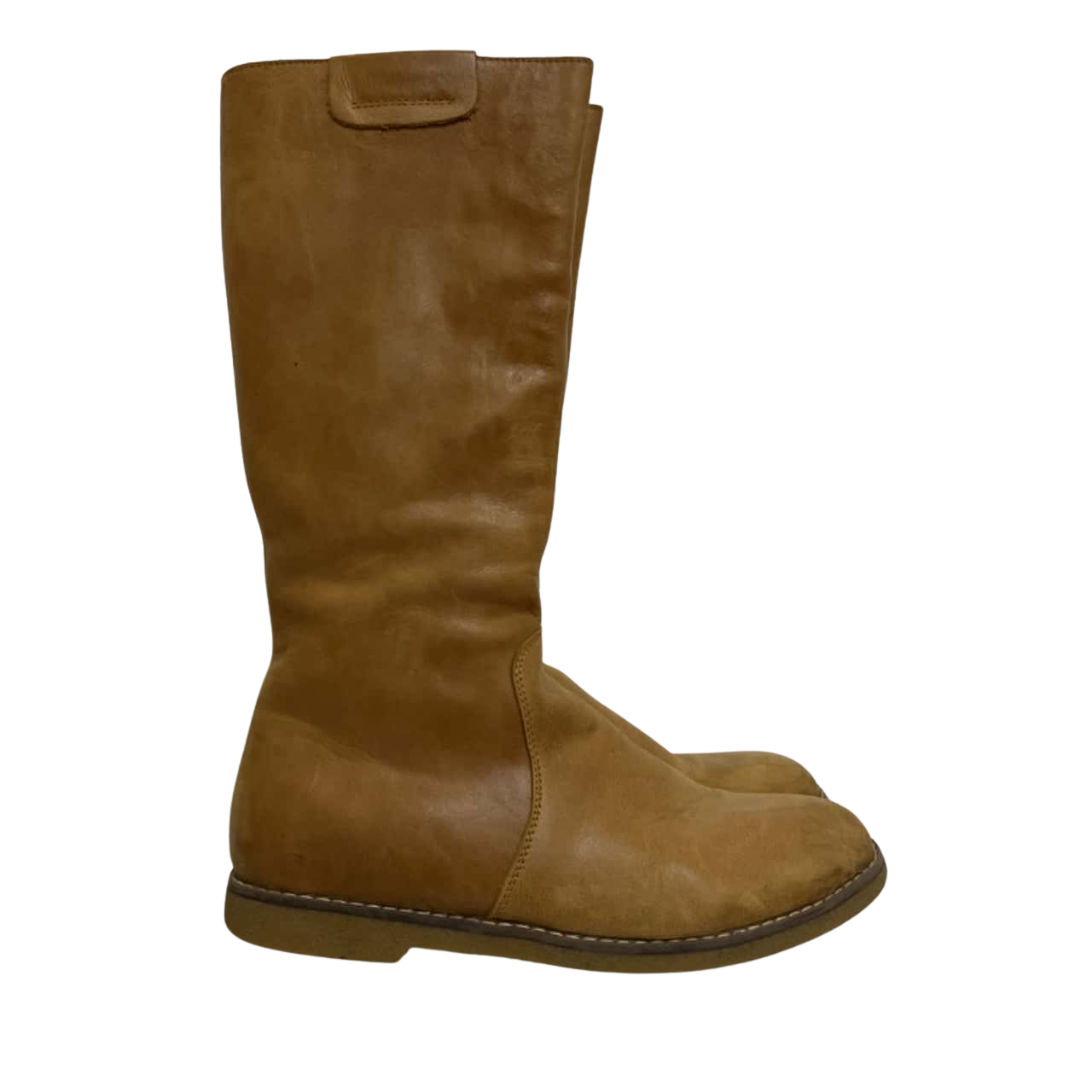 Womens Leather Boot Size 37 Beige / Brown / Khaki (s)