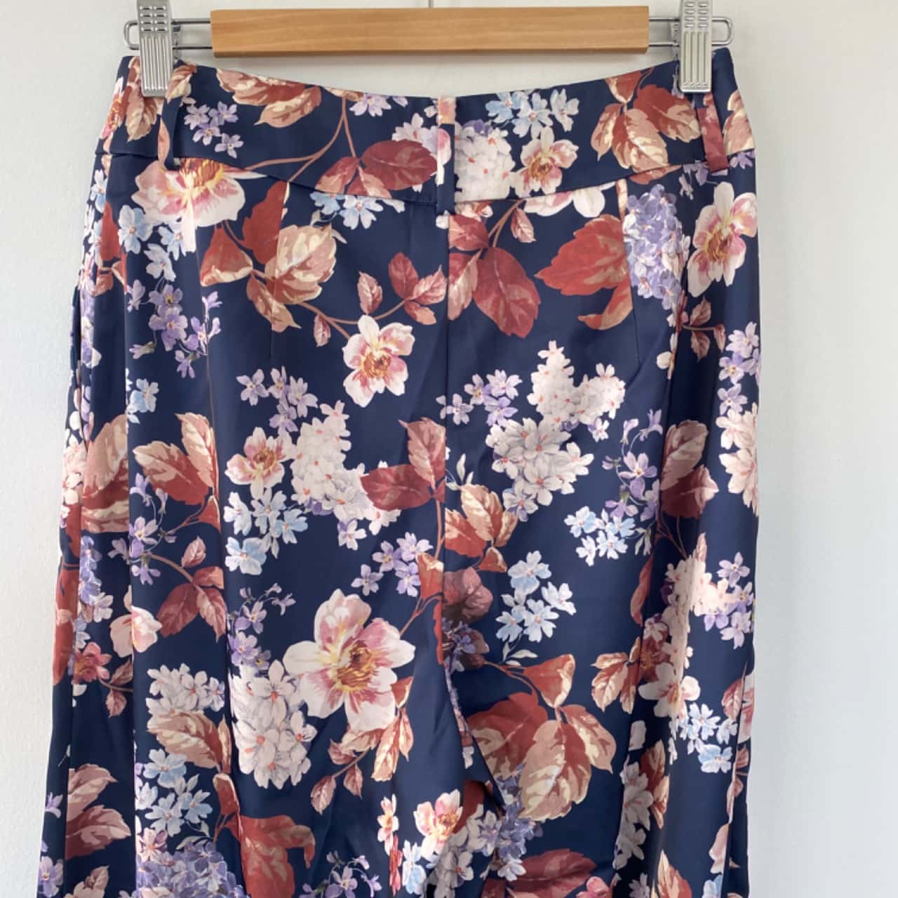 Portmans Navy Blue Floral Wide Leg Pants Size 8/S(s)