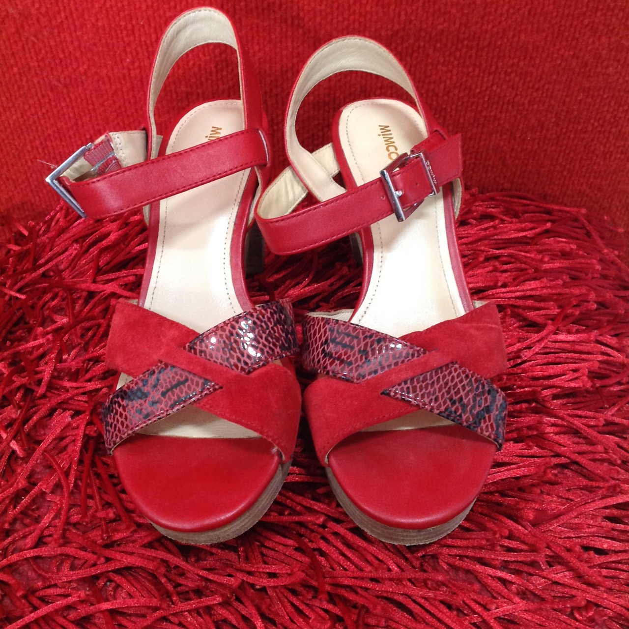 Mimco Womens red open heels Size 7 Red (s)