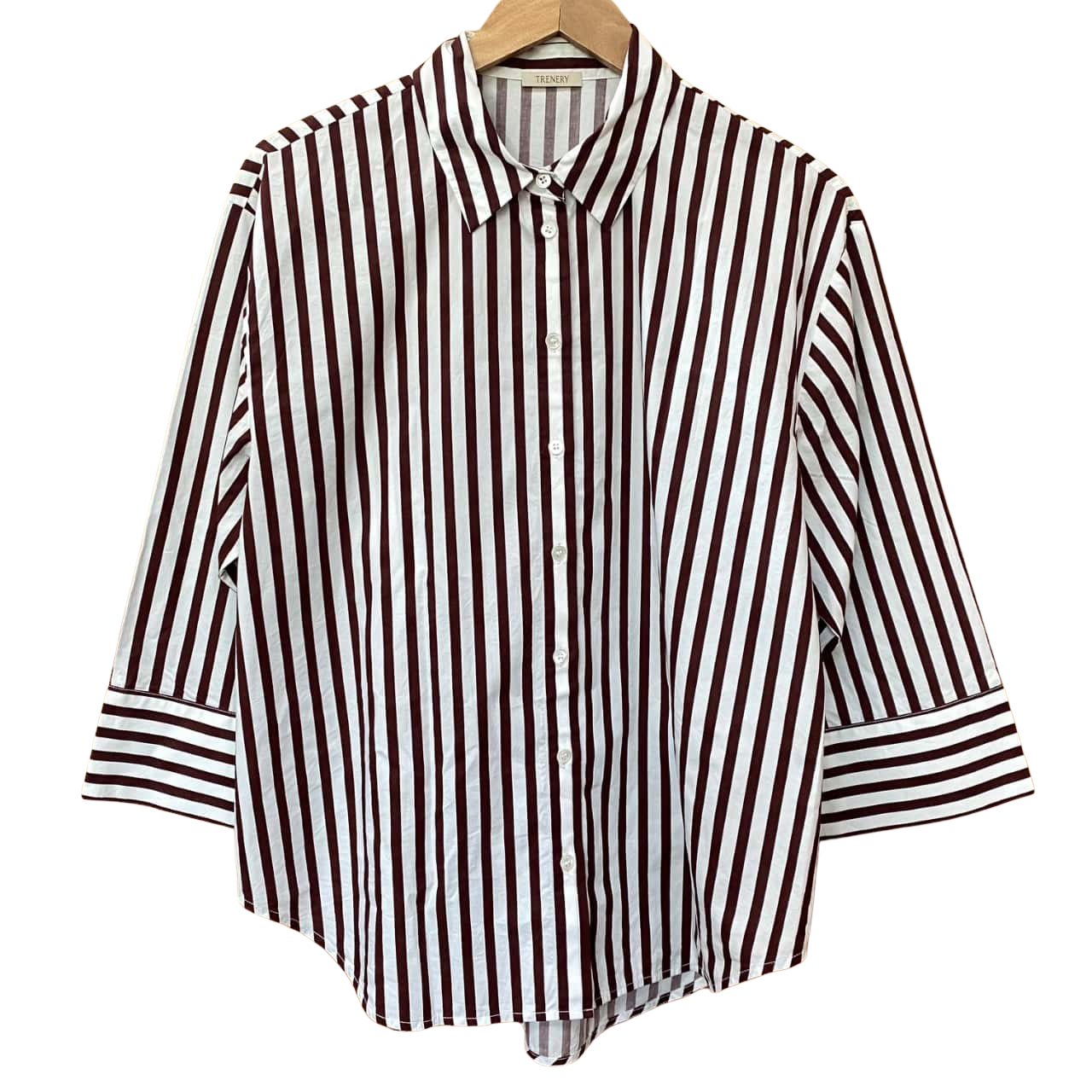 Trenery Brown/White Striped Shirt Size 12