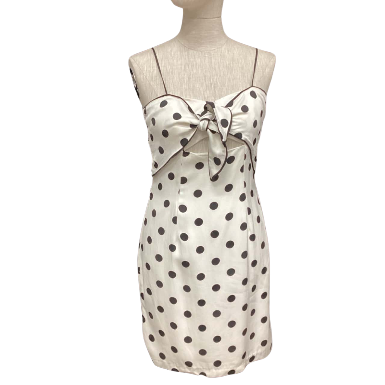 Bardot Womens Shoestring Strap Black / Polka Dot / White