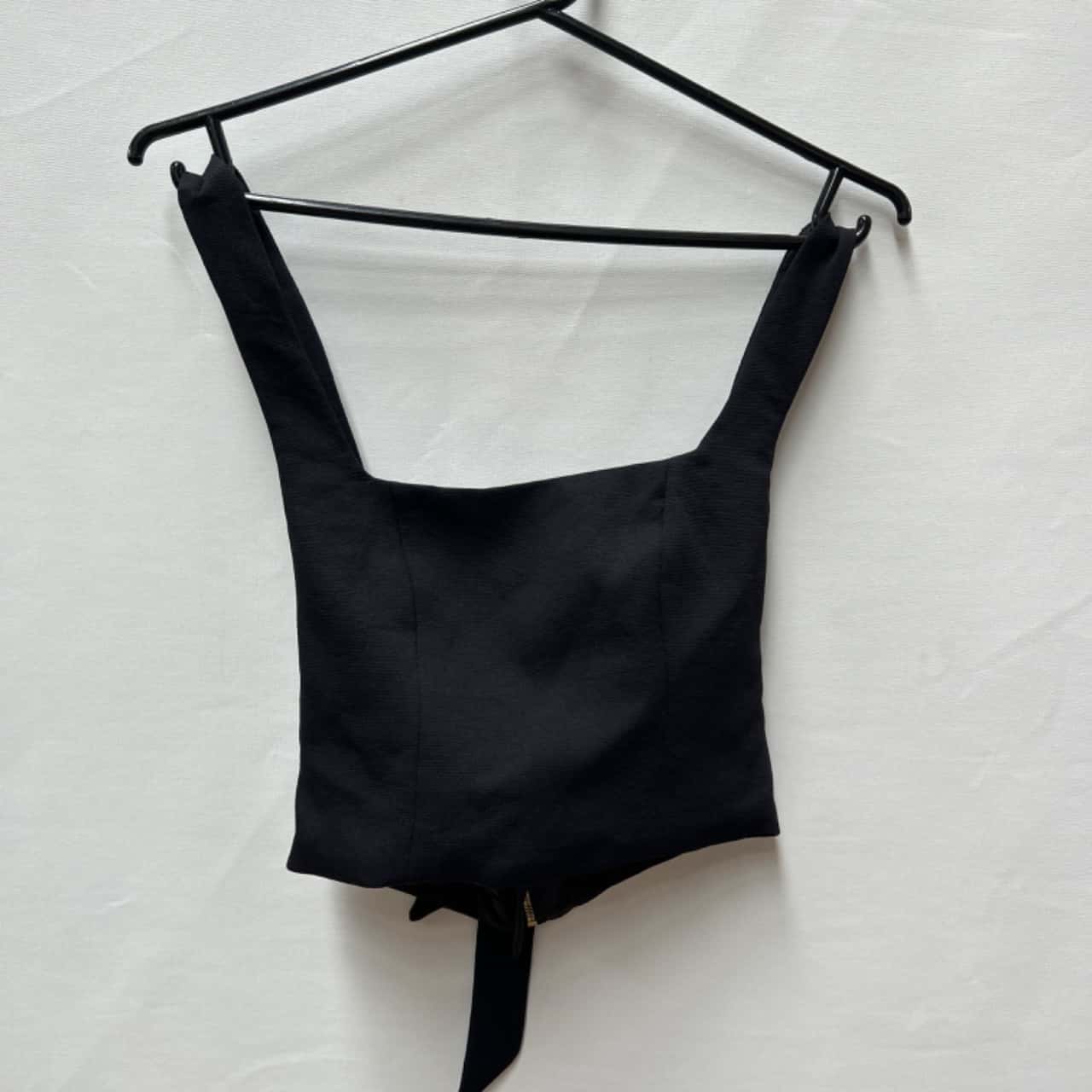 Kookai Womens Size 34 Black crop, tie sleeve/back top(s)