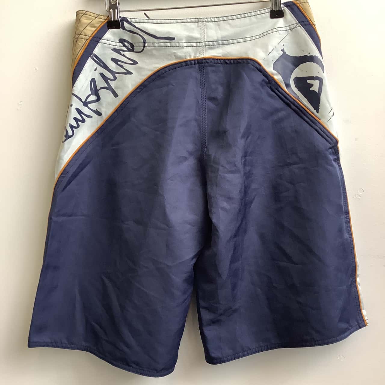 Quicksilver Mens Size 32 Board Shorts Navy Blue/ Beige(s)