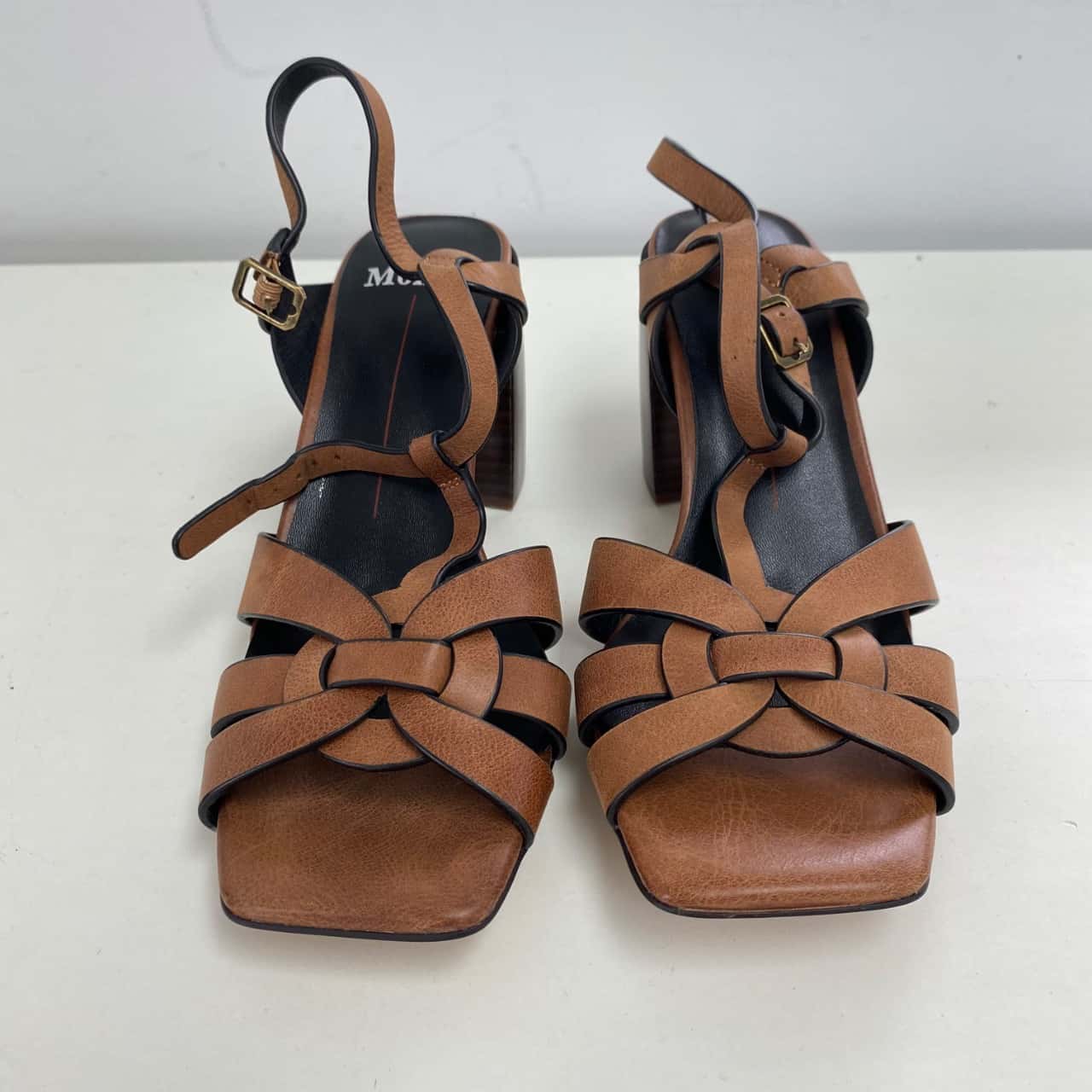 Mollini Brown Leather Sandals High Heels Shoes Size 40 / 9
