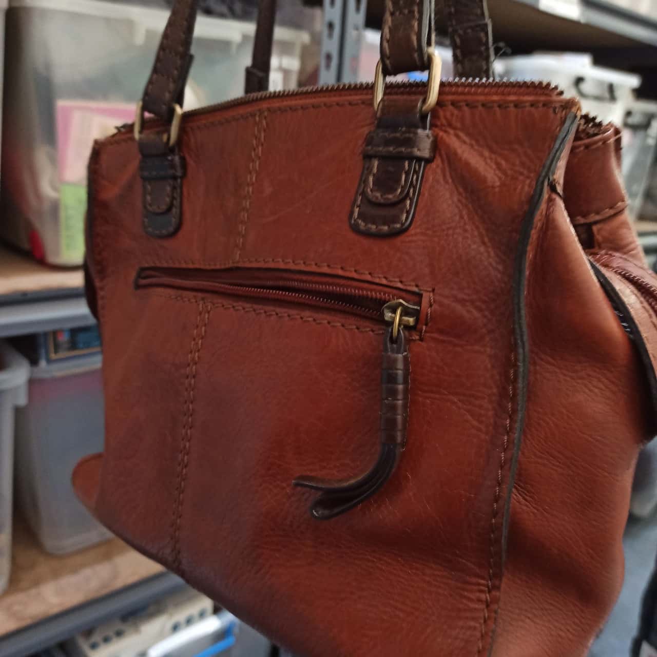 Colorado Womens Brown Leather Zipper Handbag(b21) (s)