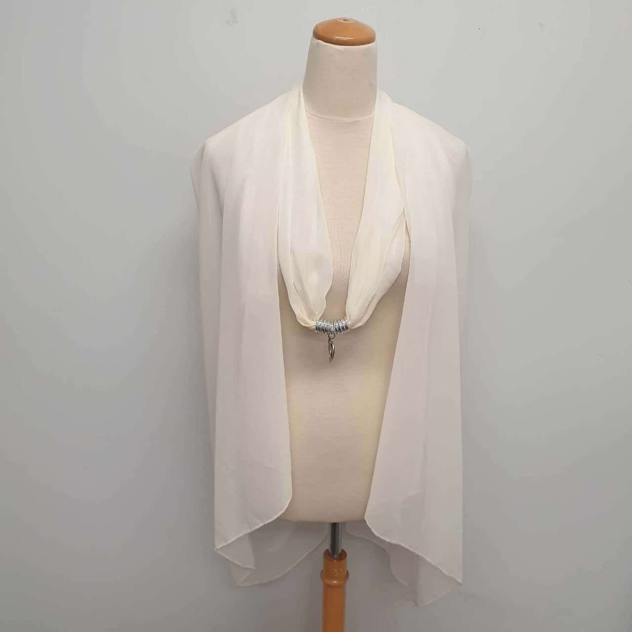 Elegant Cream Paua Silver Tone Shell Heart Necklace Scarf with ...